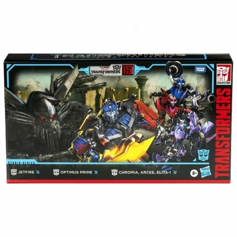 Трансформеры игрушки Transformers Revenge of The Fallen 15th Anniversary Exclusive Action Figure 5-Pack Optimus Prime, Jetfire, Chromia, Elita-1 & Arcee