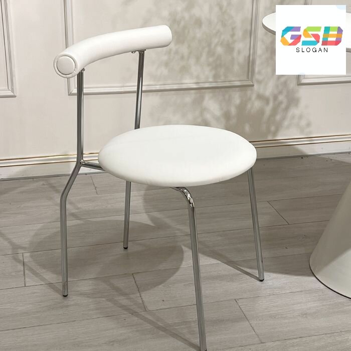 Стул Элегантная Русская Классика, овальный, искусственный кожа, металл, серебристый/белый