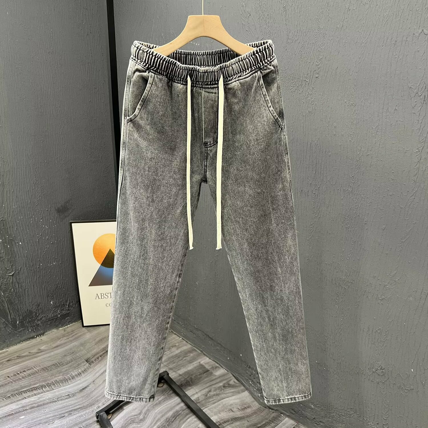 Тренд RONG CH Мужские Джинсы Американские Потертые Слим Стрейт Высокий Улица Мода Деним, Размер_XXXL