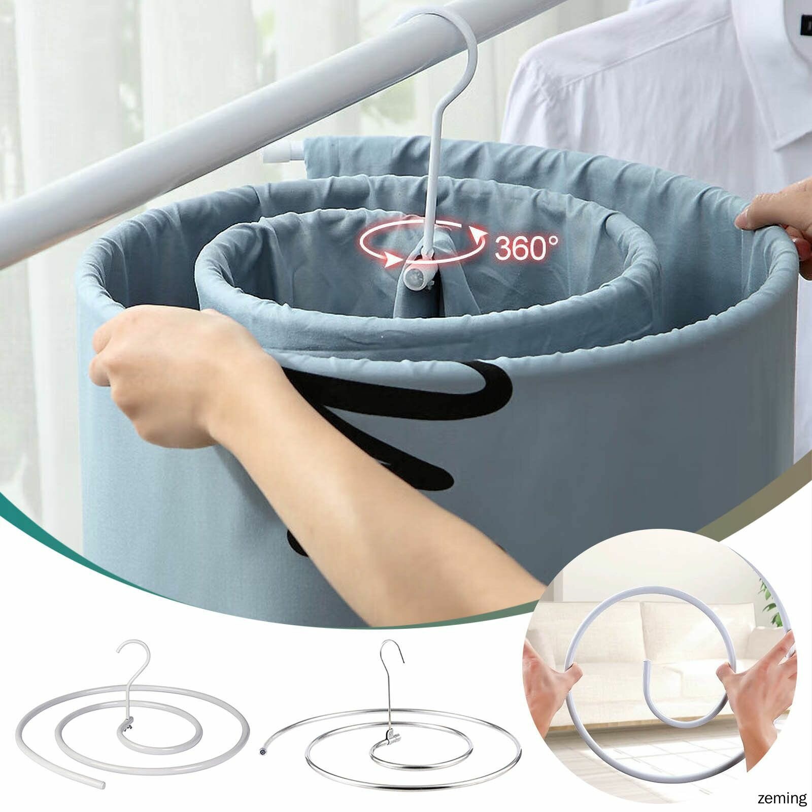 Круглая складная сушилка для одеял на балкон - Спиральная конструкция 360 + Экономия места