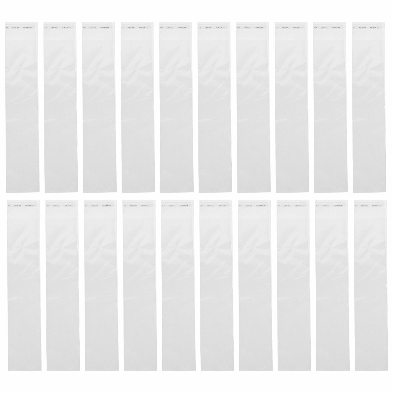 Пластиковые длинные узкие пакеты прозрачные с самоклеющейся полосой для упаковки, 500 шт