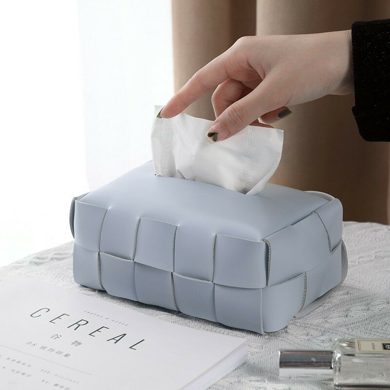 Черно-белая шахматная доска тканая кожаная коробка для салфеток автомобиля высокого класса светло-роскошная гостиная