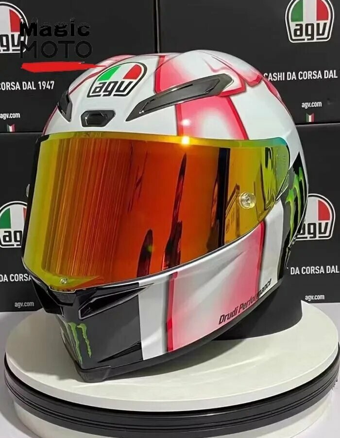 AGV Мотошлем, цвет: белый, розовый, размер: L