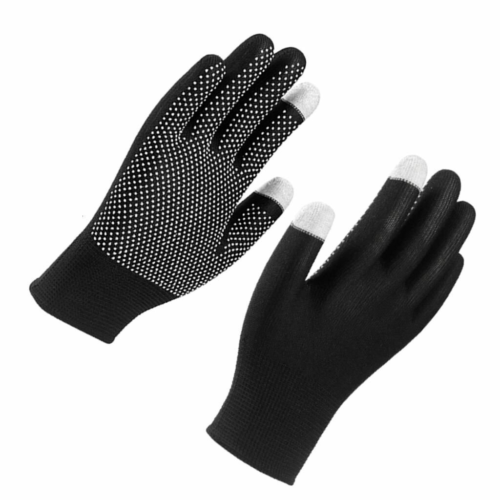 Антискользящие перчатки с карбоновым покрытием, - Черные два пальца