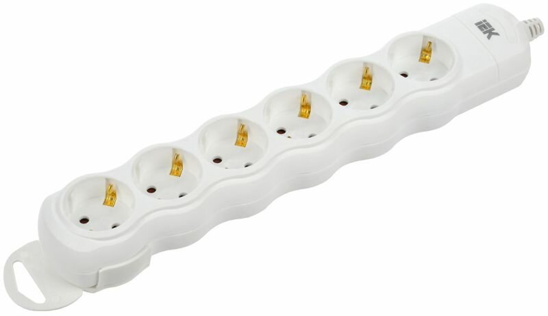 Колодка удлинителя IEK с заземлением, 6 мест, РПр06