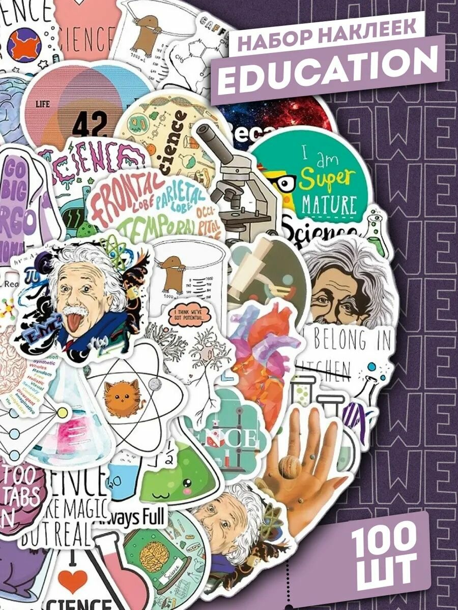 Набор самоклеящихся виниловых наклеек Education 100 шт