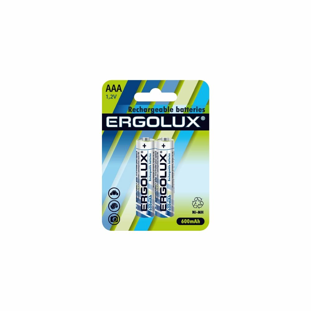 Аккумулятор Ergolux NHAAA600BL2, 1.2В, AAA-600mAh, Ni-Mh, BL-2 12977