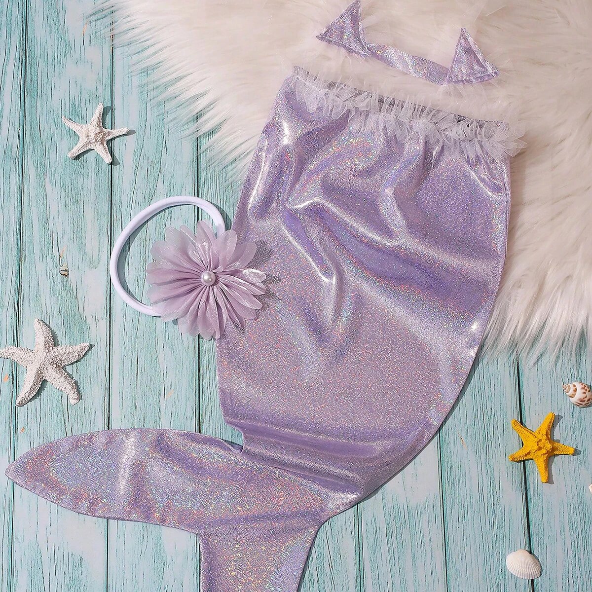 Костюм русалки Ylsteed лавандовый 0-1 год Сиреневый, 1-3Month, Lavender