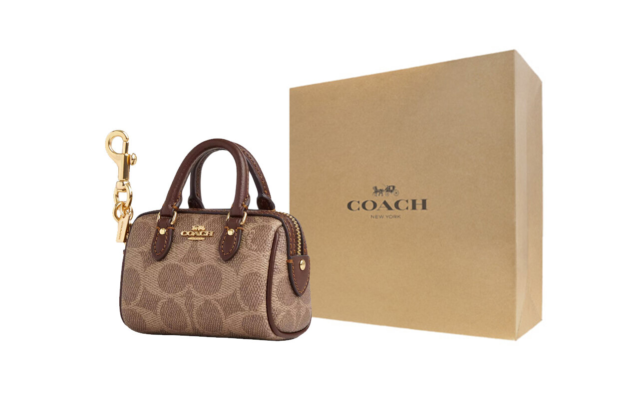 Брелок для сумки женский COACH Мини, Золотой и Коричневый