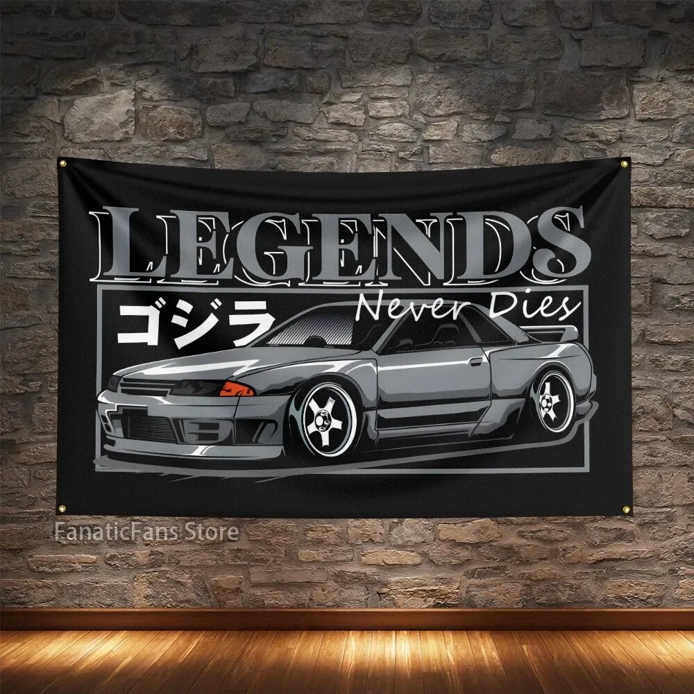 JDM японский легендарный автомобильный флаг полиэстер цифровая печать супер гоночные автомобили баннер для украшения