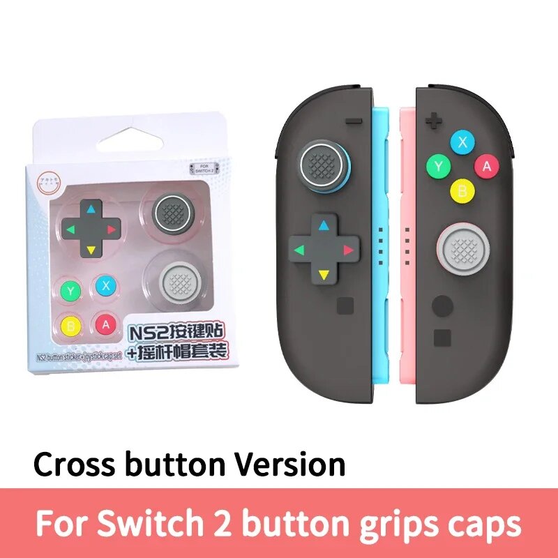 Для Nintendo Switch, 2 ручки для кнопок, колпачки для джойстика + набор наклеек на кнопку, кнопка из силиконового материала для Switch2, аксессуары