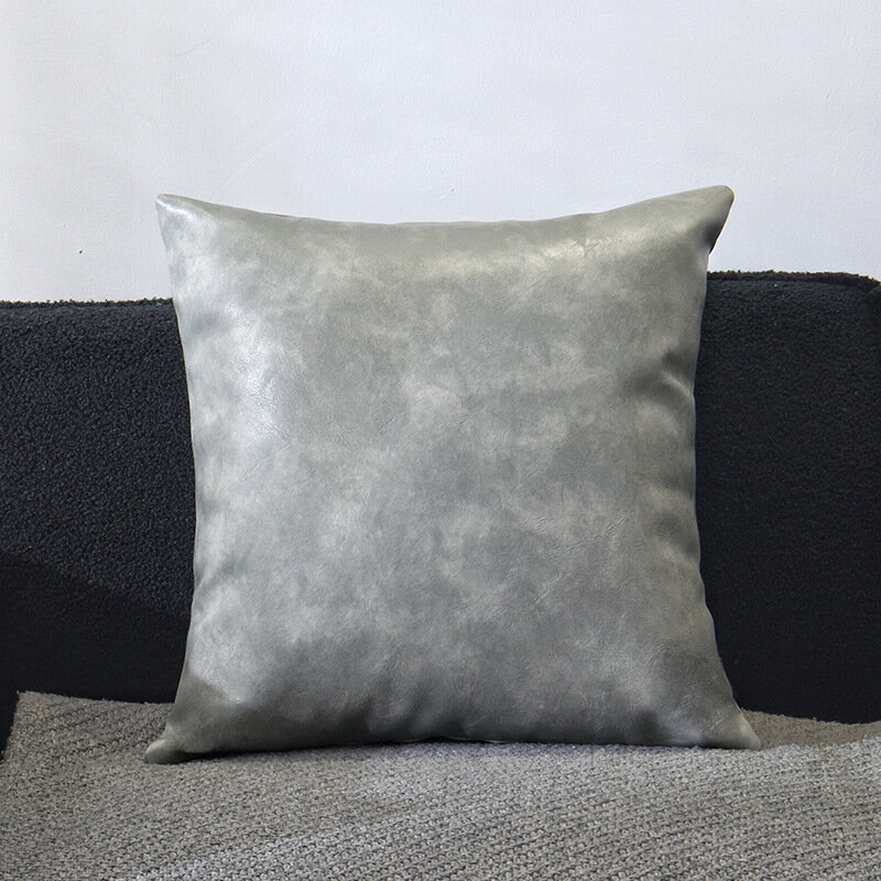 Однотонная ретро кожаная подушка PU ультратонкая мягкая кожа текстура коровьей кожи декоративная подушка для дивана с возможностью настройки