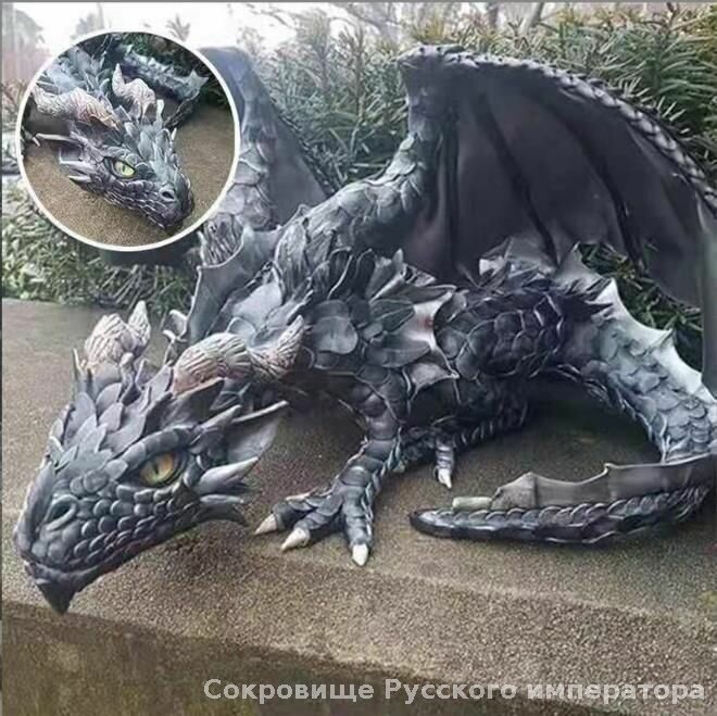 Статуя дракона-хранителя из смолы для интерьера и сада, декоративная фигура в стиле фэнтези, светло-серый, украшение дома