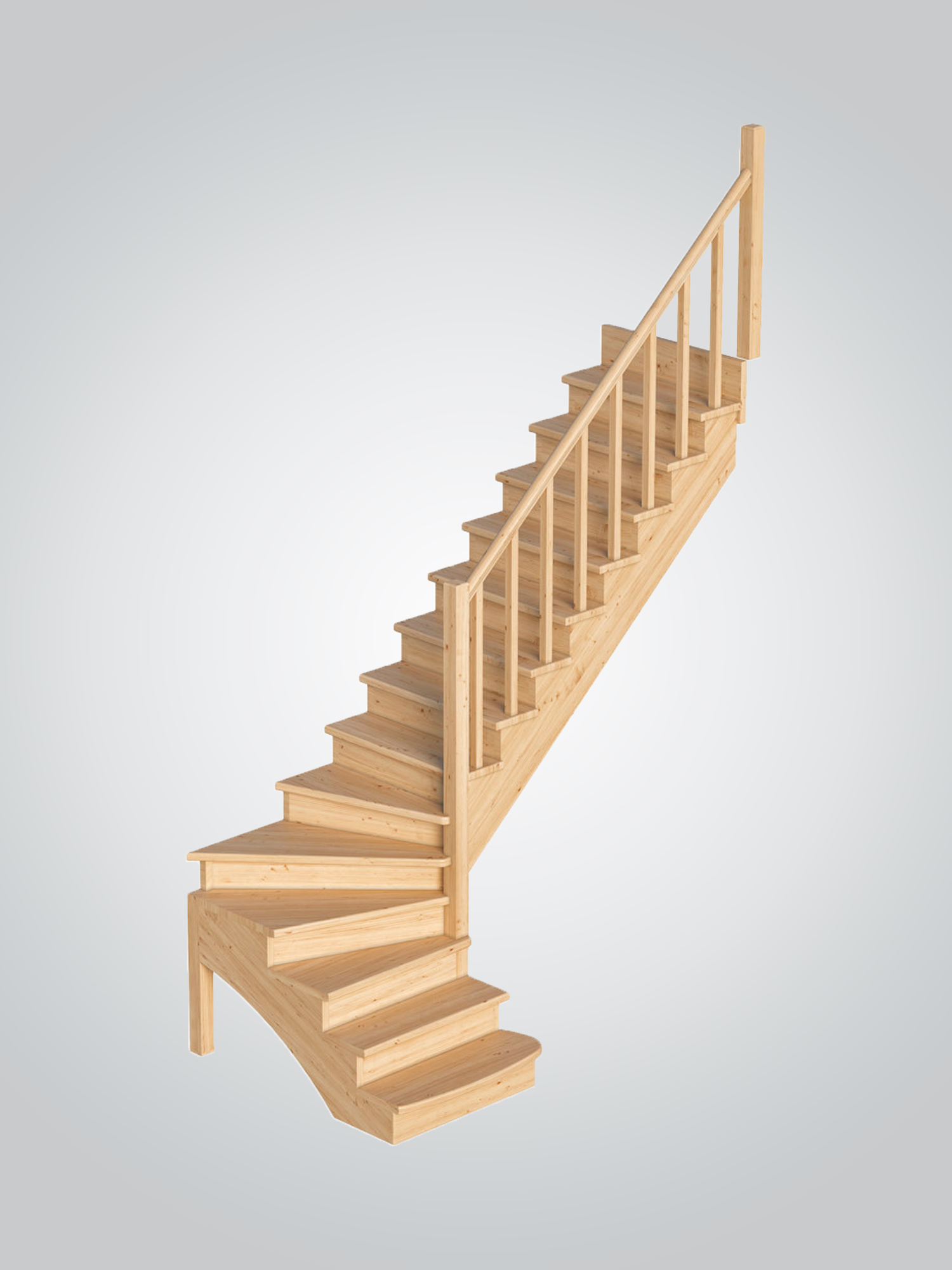 Лестница на второй этаж К-001м/1 Правая c подступенками под покраску