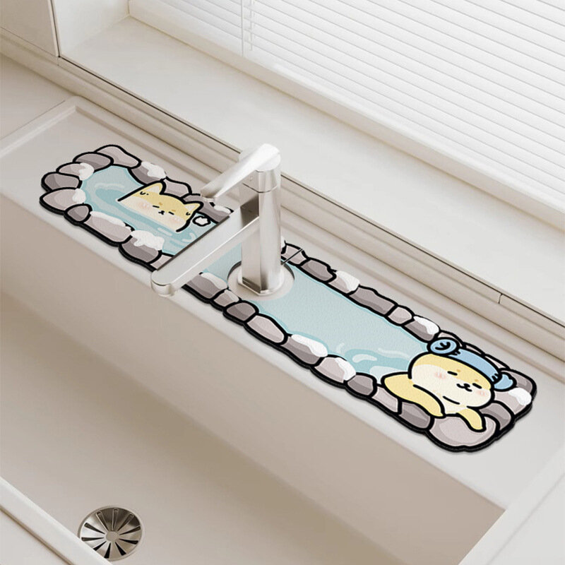 Подушка для слива крана, мягкая из диатомовой земли, впитывающая подушка для кухонной столешницы, подставка для тарелок, теплоизоляционная подставка, нескользящий коврик для кофейного стола