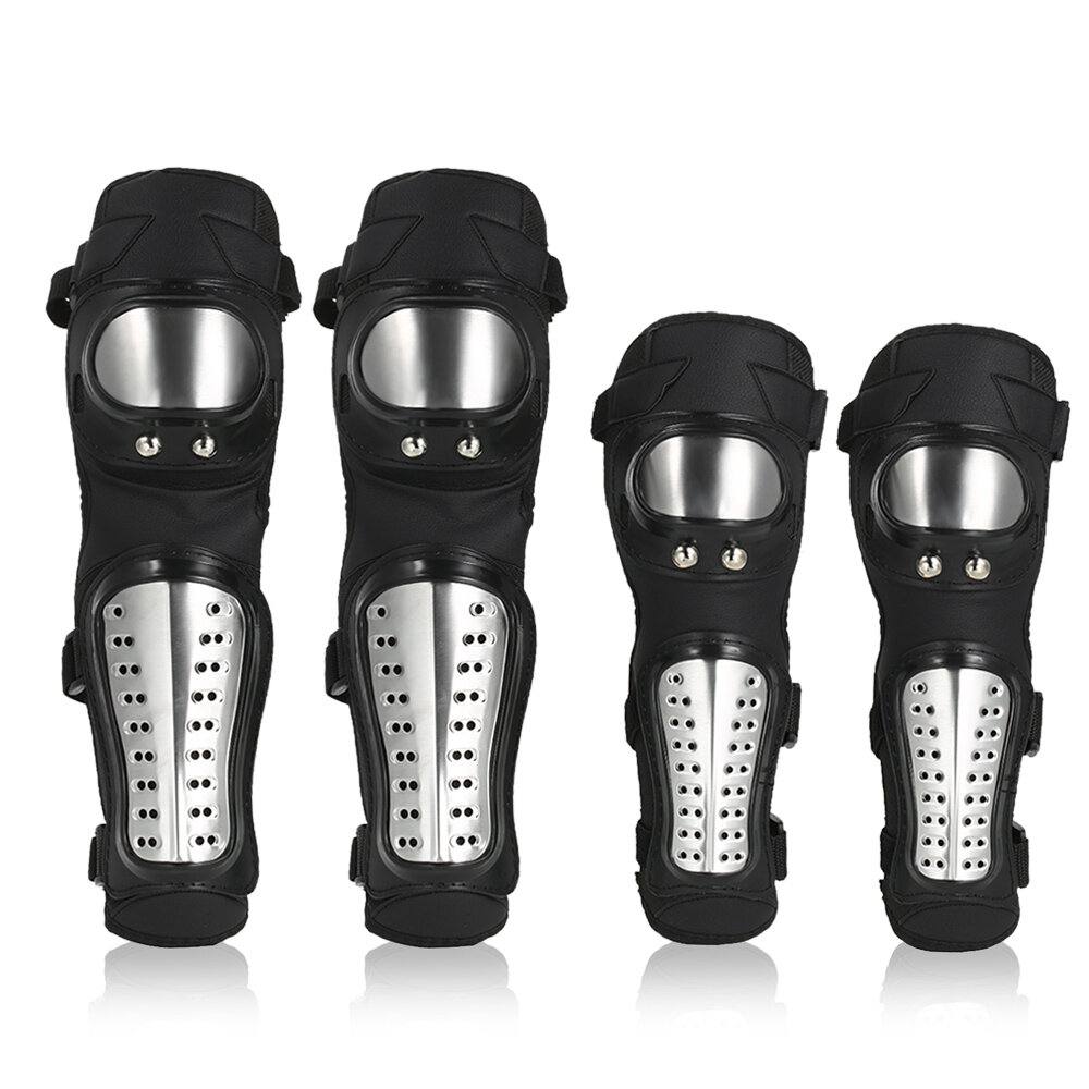 Набор защитных колодок и локтей 4 штуки из неопрена, EVA и нержавеющей стали с регулируемыми ремнями и сетевой сумкой для мотоцикла, мотокросса, велосипеда, лыж, сноуборда, скейтборда, размер универсальный, вес 690 г