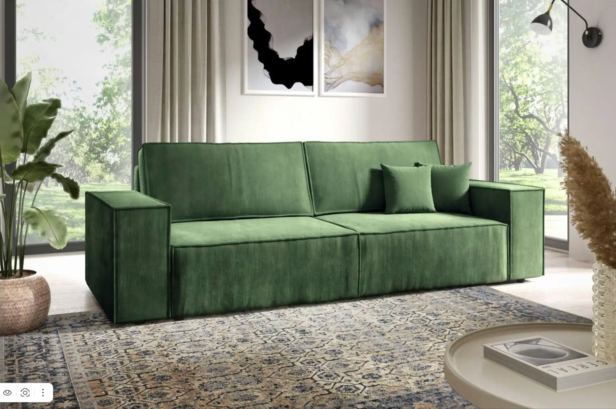 Диван Harizma-Mebel Палермо-евро-Лофт мод4, антивандальный велюр, механизм еврокнижка