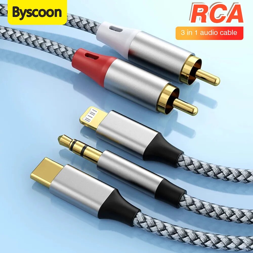 Аудиокабель Apple Lightning/RCA, 1.3 м, черный