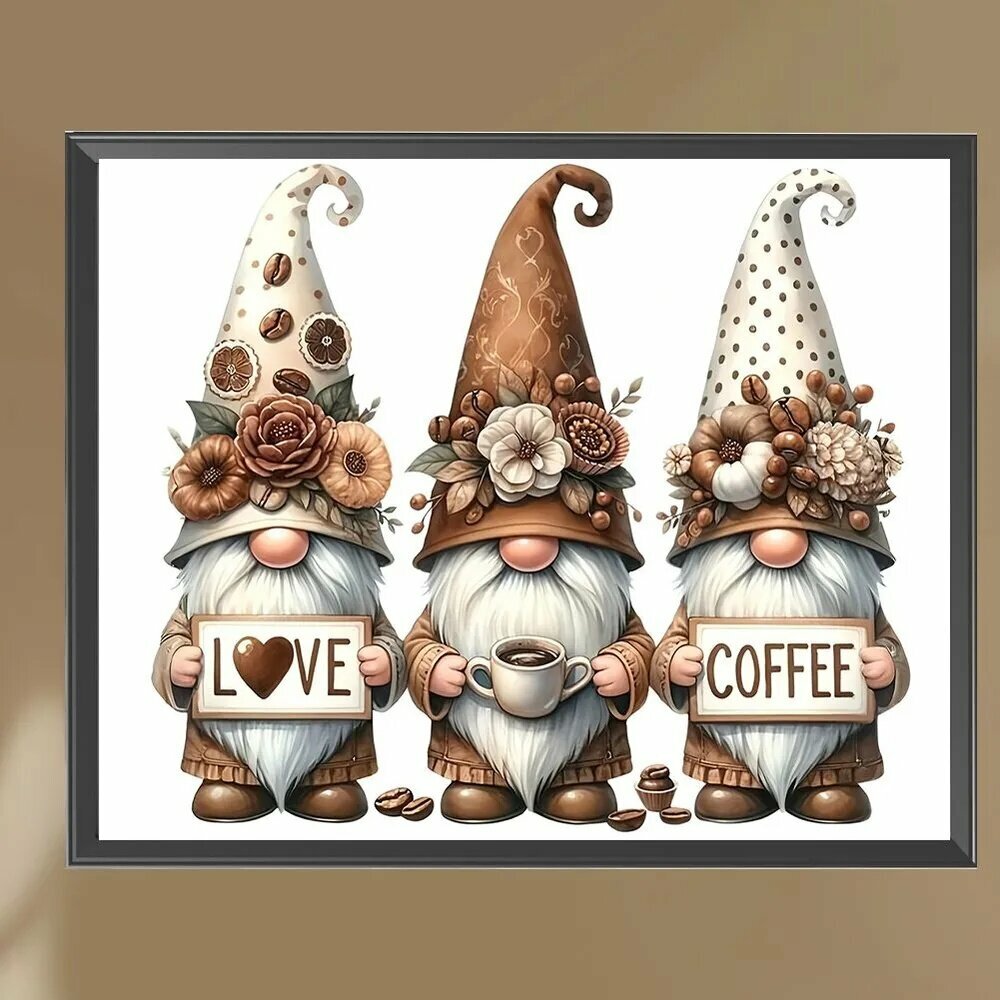 50x40 см Coffee Gnome 5D сделай сам полный комплект круглой алмазной живописи для домашнего декора