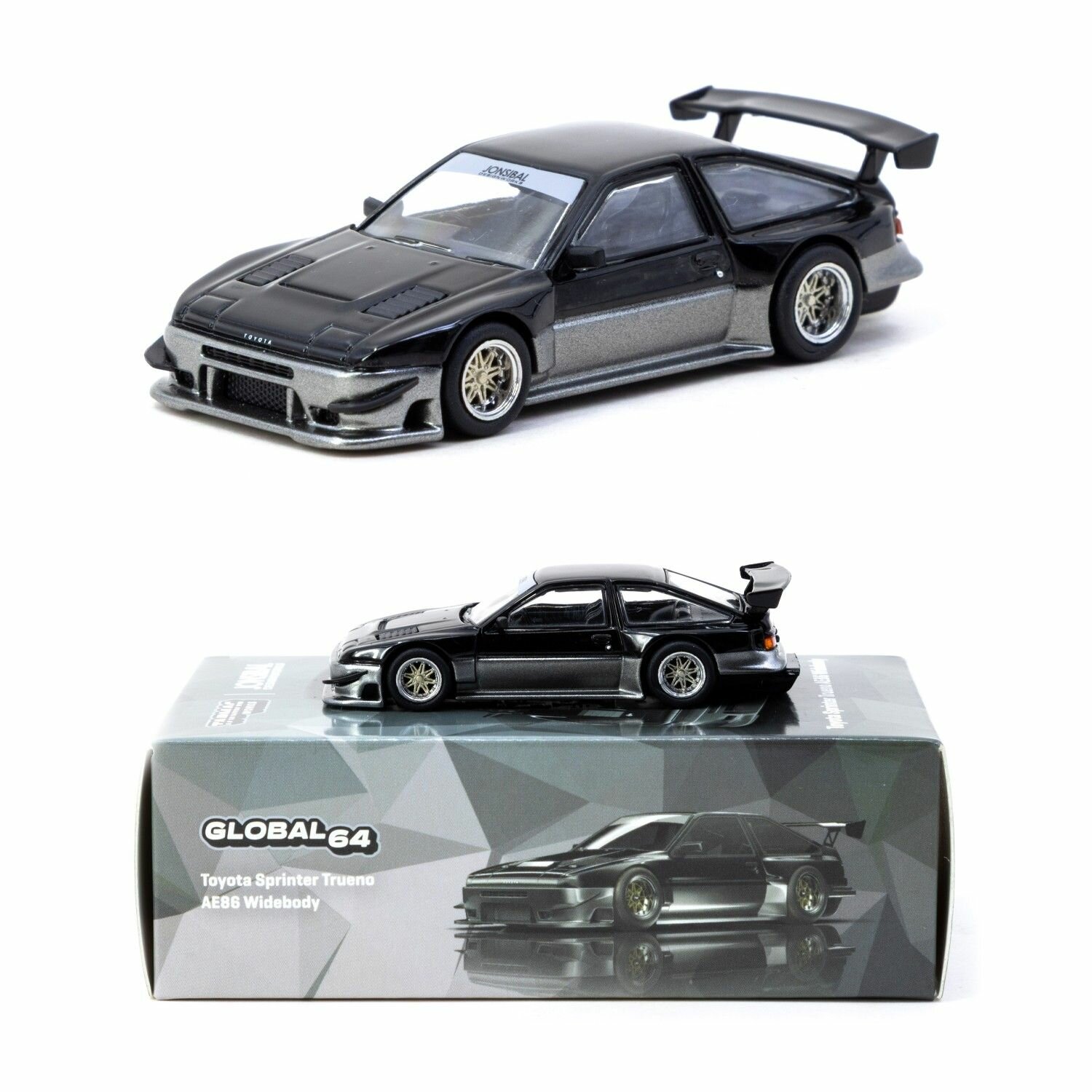 Машинка Tarmac Works TW 1:64 Toyota Sprinter Trueno AE86 Widebody Black/Grey 2025 Malaysia Exhibition Edition T64G-060-BG Die-cast Alloy Car Model Collection Toy Gift