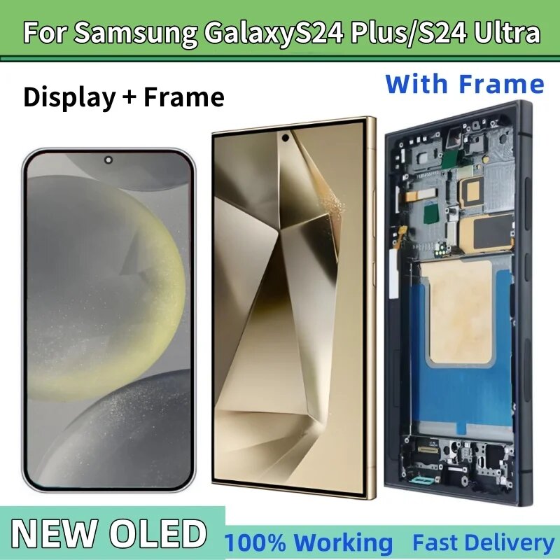 Супер OLED-дисплей для Samsung Galaxy 5G S24 Plus S926B S926U S24 Ultra S928B S928U Замена сенсорного ЖК-экрана в сборе