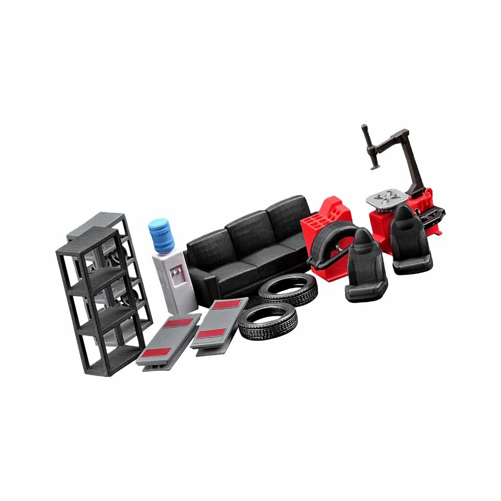 Реквизит для сцены в виде миниатюрной модели гаража, Реалистичные аксессуары для ремонта автомобилей в масштабе 1/64