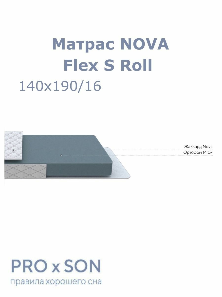 Матрас PROSON NOVA FLEX S Roll 140х190 см с низкой степенью жесткости, Анатомический, Беспружинный