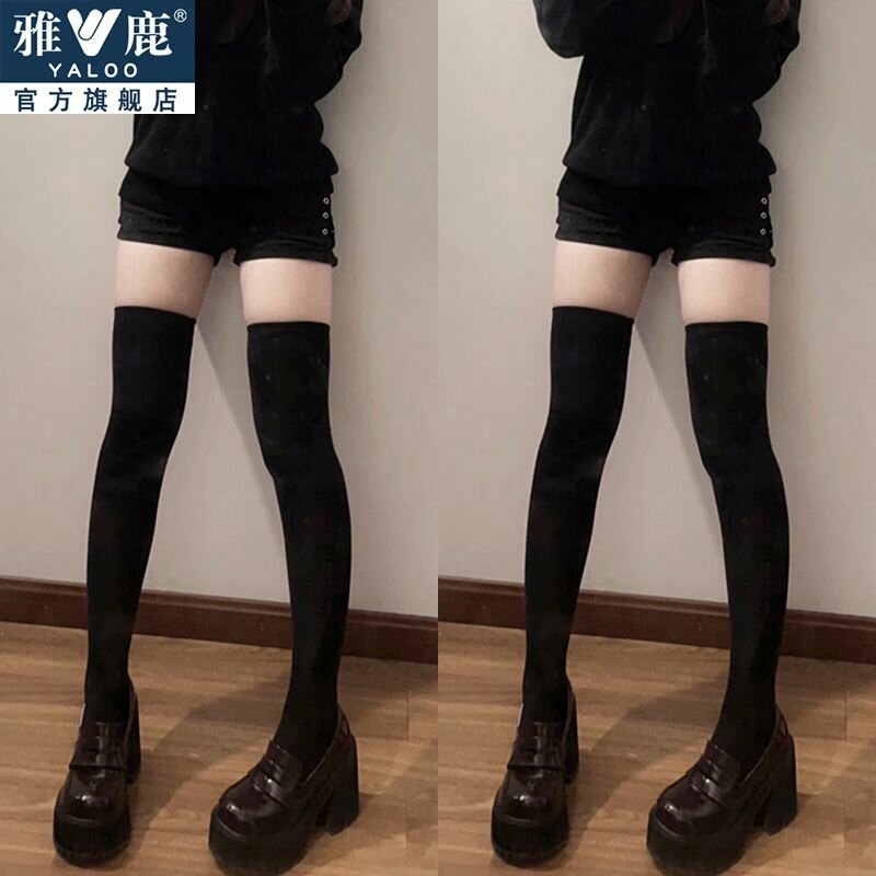 Черные длинные чулки JK из бархатного шелка для женщин, белые чулки с давлением выше колена, сексуальные, стройнящие, для бедра, весна-лето, японский стиль