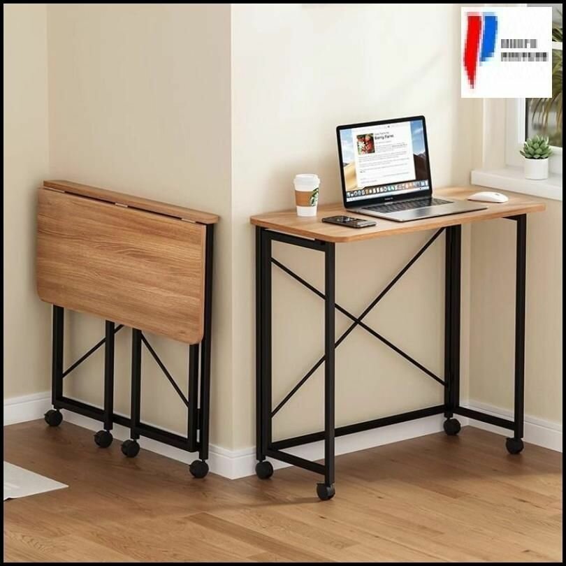 Складной мобильный столик на колесах с тормозами, компактный раскладной стол для ноутбука, экономия места в спальне, гостиной и офисе