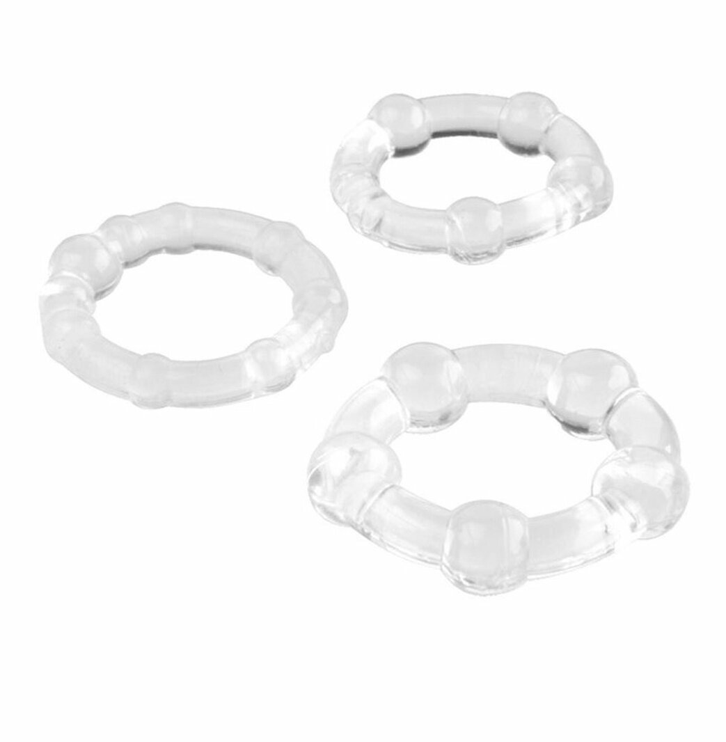 Набор эрекционных колец "Triple C-Ring Set", 3 шт, прозрачные, TPE, для продления эрекции
