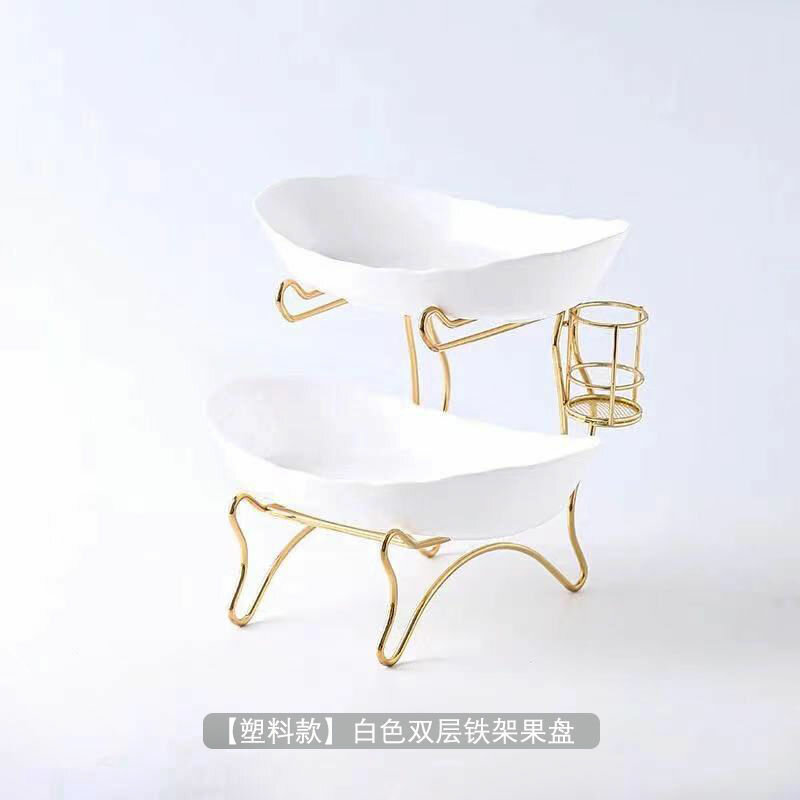 Креативная трехслойная многослойная фруктовая тарелка в европейском стиле, керамическая тарелка для сухофруктов, бамбуковая деревянная подставка, домашняя закусочная тарелка, поднос для конфет, фруктовая корзина