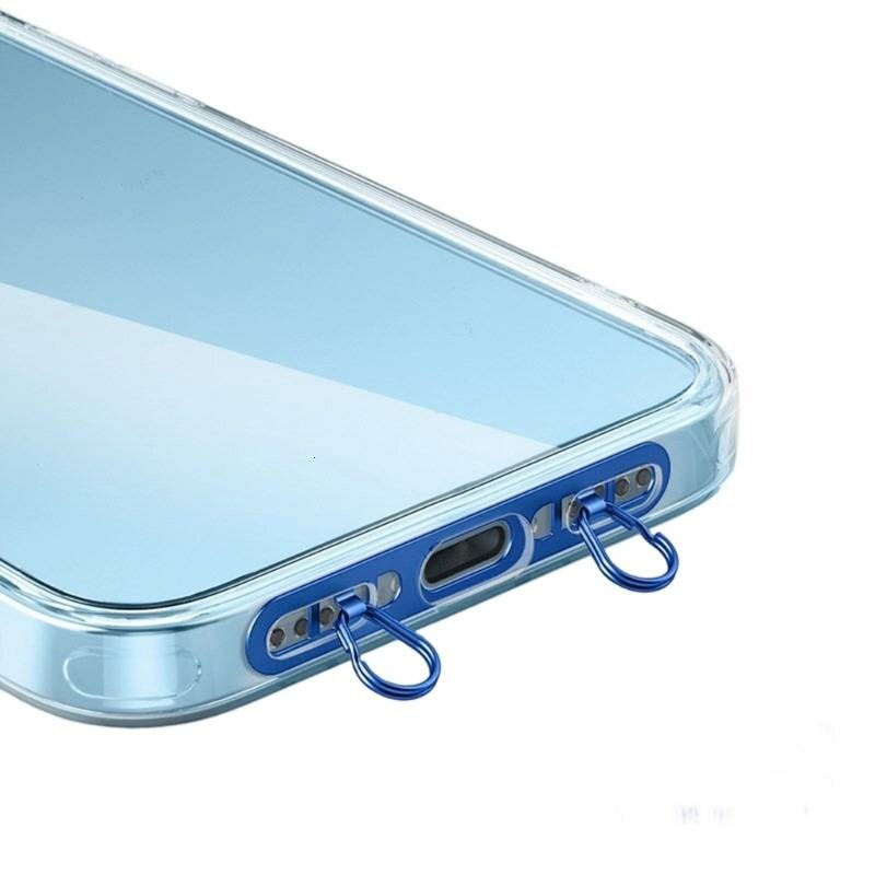 Металлический ремешок для телефона, Драгоценный камень синего цвета - Боковая пряжка