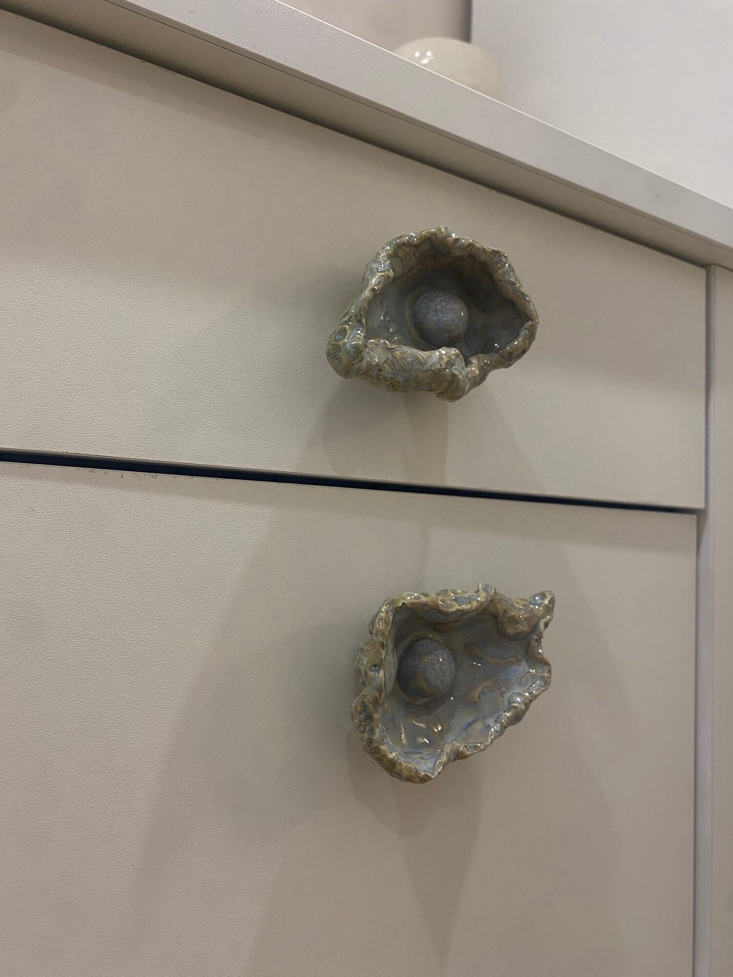Мебельные ручки, ручная работа, керамика, в форме ракушки, уникальны