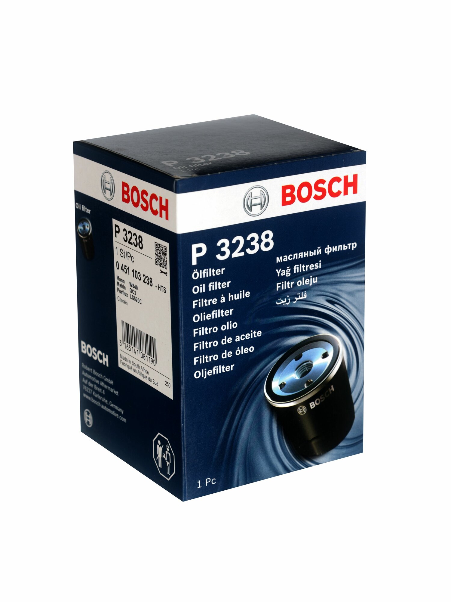 Фильтр масляный двигателя BOSCH (0 451 103 238) — фото 1