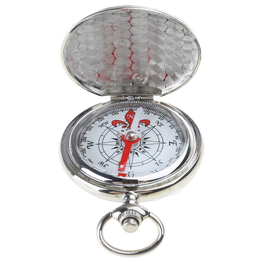 Винтажные старинные карманные часы-компас со светящимся циферблатом, Серебро