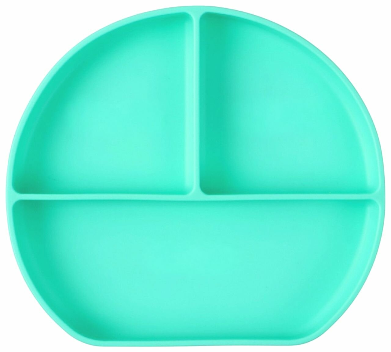 Детская секционная тарелка на присоске для кормления, силиконовый столовый прибор для первого прикорма малыша, 20.5 х 19 х 3 см, цвет бирюзовый