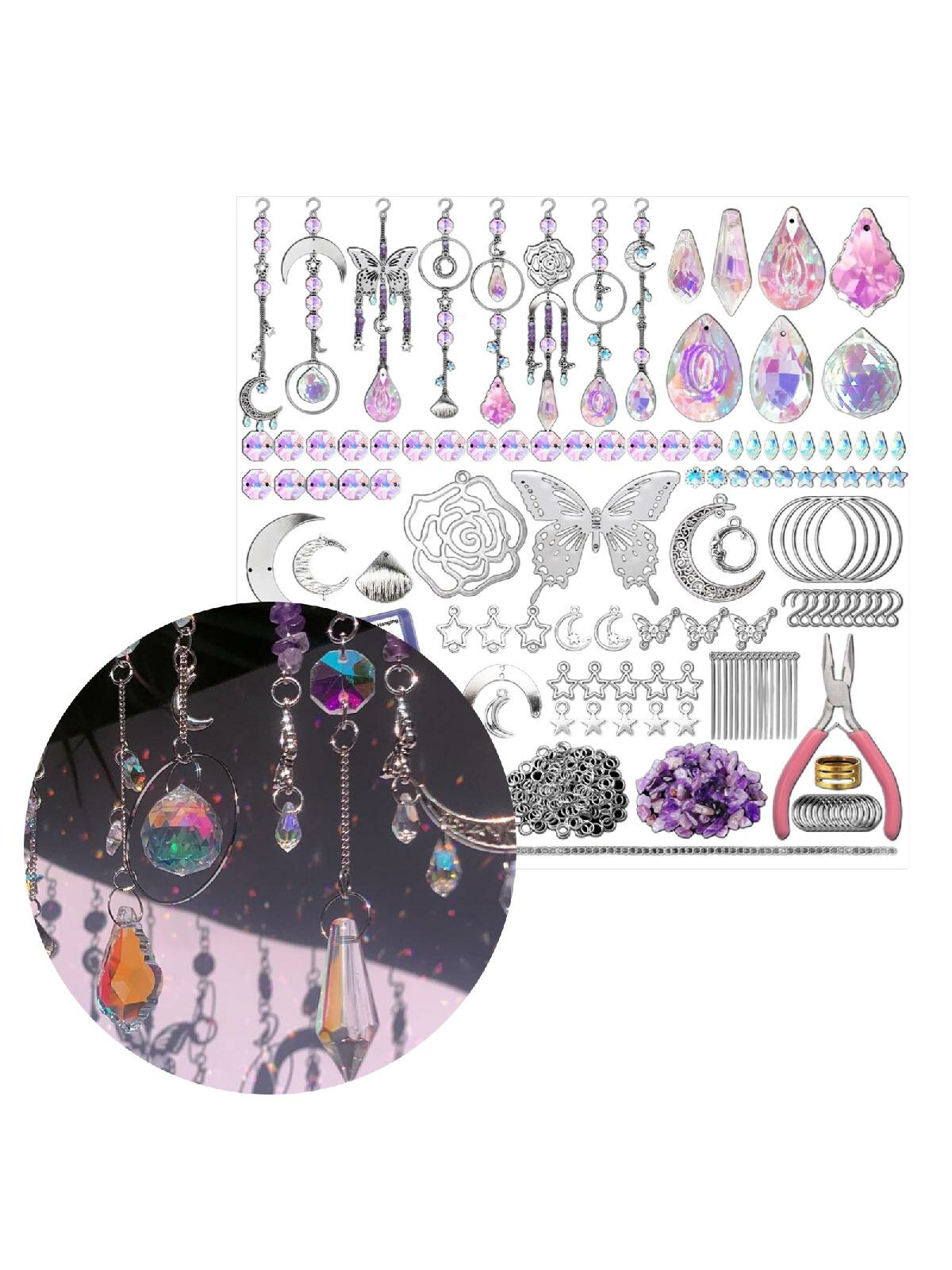 200шт Хрустальных ловцов солнца, подвесные ловцы с цепочкой, красочный стеклянный кулон