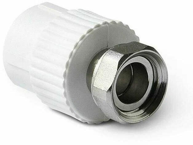 Муфта Valfex комбинированная, 25x1/2", накидная гайка, полипропиленовая PPR, белая