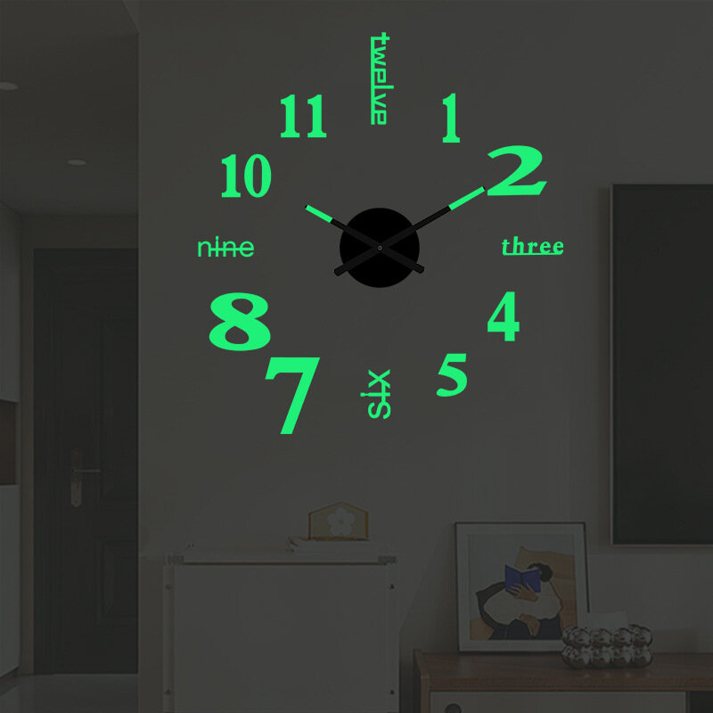 Современные настенные часы для гостиной, домашние настенные цифровые бесшумные часы, простые и уникальные настенные часы для спальни, светящиеся декоративные часы