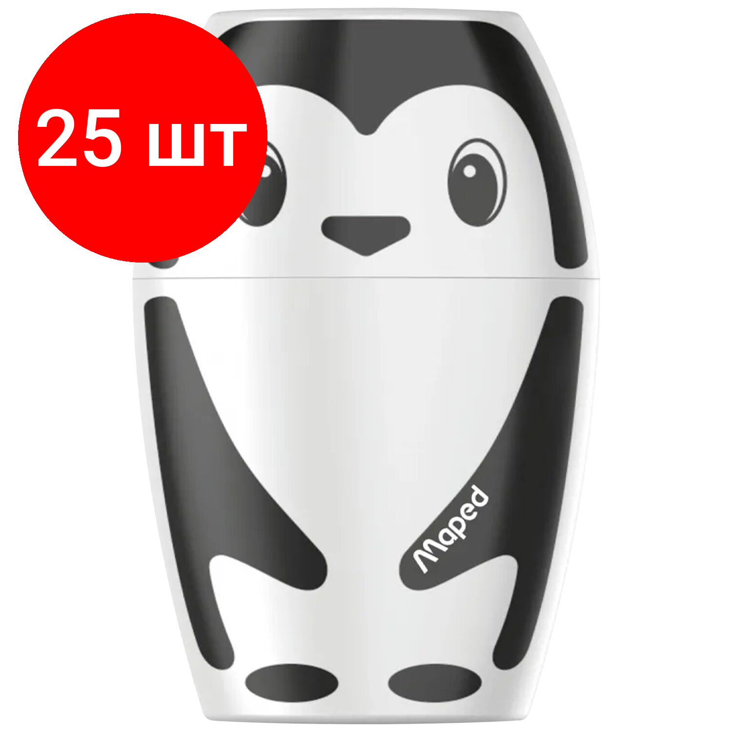 Комплект 25 шт, Точилка MAPED Shakky, с контейнером, пластиковая, корпус ассорти, 034014