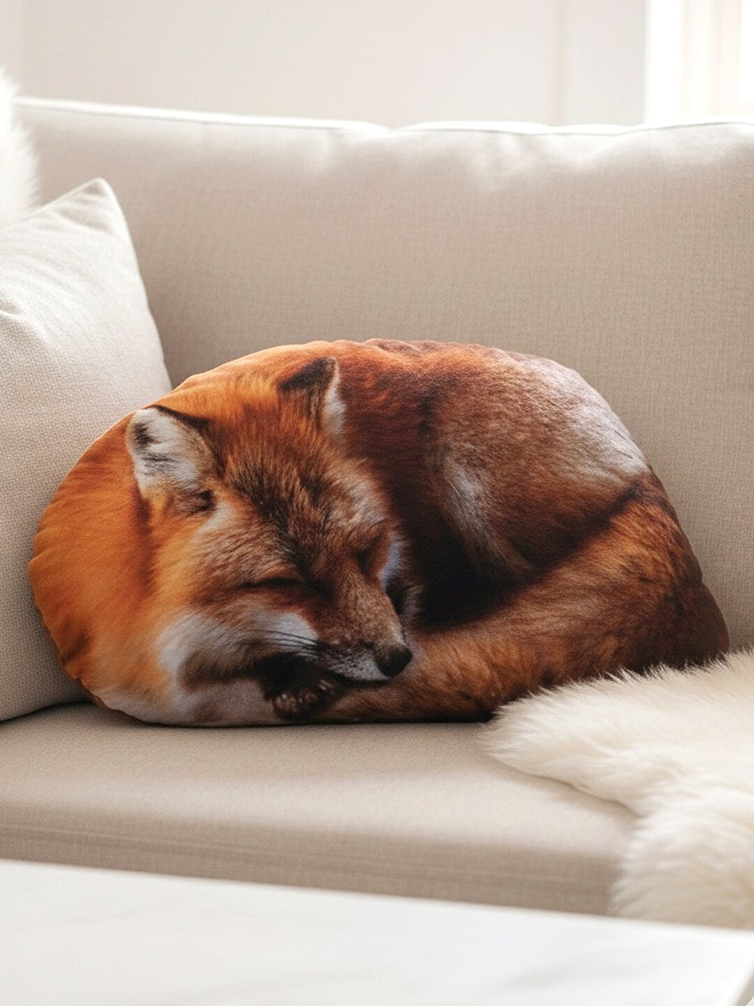 Реалистичная мягкая подушка-игрушка Лиса от бренда Нескучные вещи