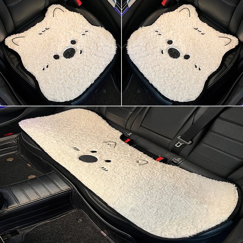 Зимняя накидка на автомобильное сиденье, плюшевая, теплая, женская, с мультяшным рисунком, милый узор «Вест Хайленд»,