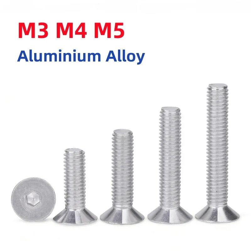 Алюминиевые винты с потайной головкой M3 M4 M5 M4-5pcs, 30 мм