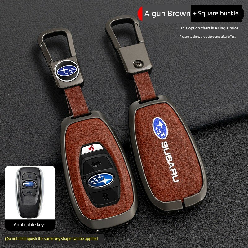 Чехол для ключей Subaru (XV, Forester, Outback, Legacy, BRZ) из высококачественной кожи с металлической застежкой