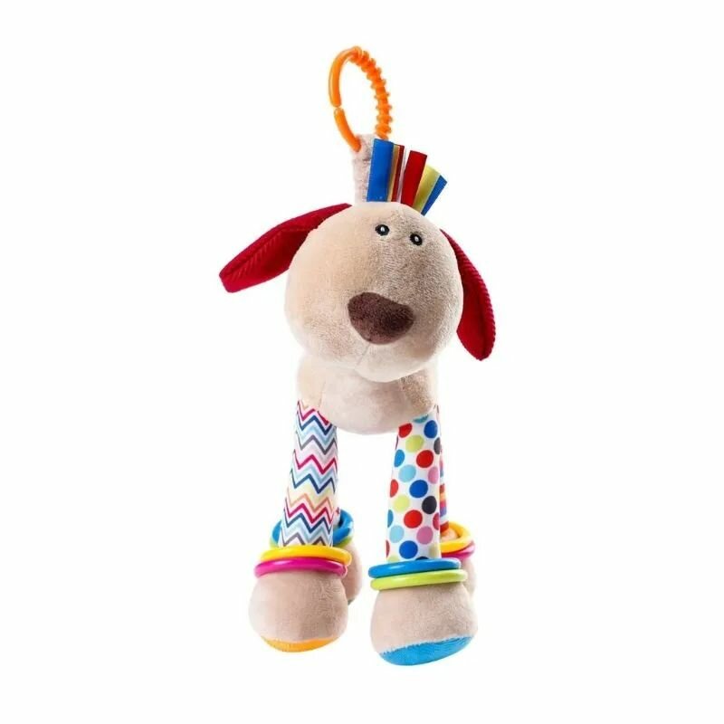(1 шт.) Подвеска-игрушка на кроватку/коляску, жираф, с погремушкой-прорезывателем - Желтый