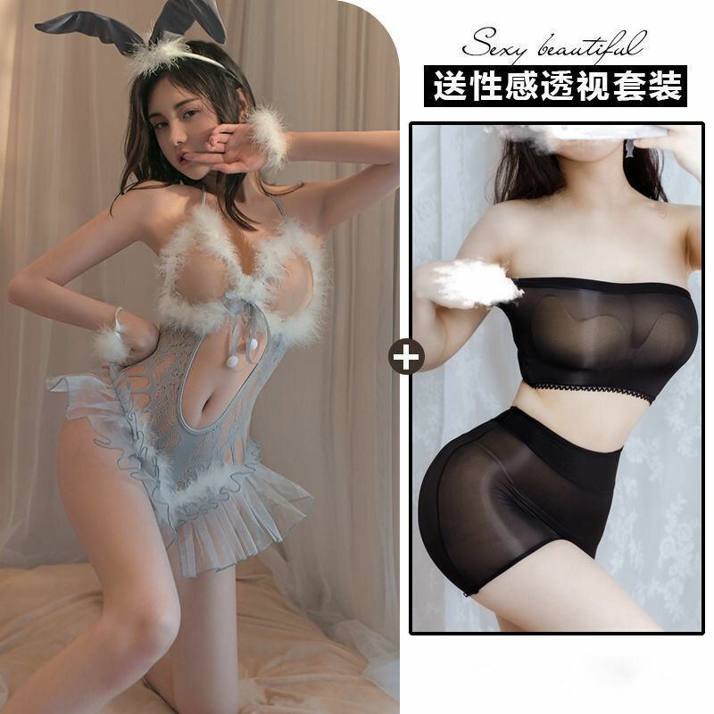 Сексуальное нижнее белье, костюм кроличьей девочки, милые сексуальные женские пижамы, кружевные чулки, комплект больших размеров, прозрачный униформа