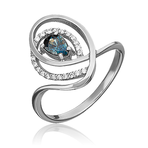 Кольцо, белое золото, 585 проба, бриллиант, сапфир