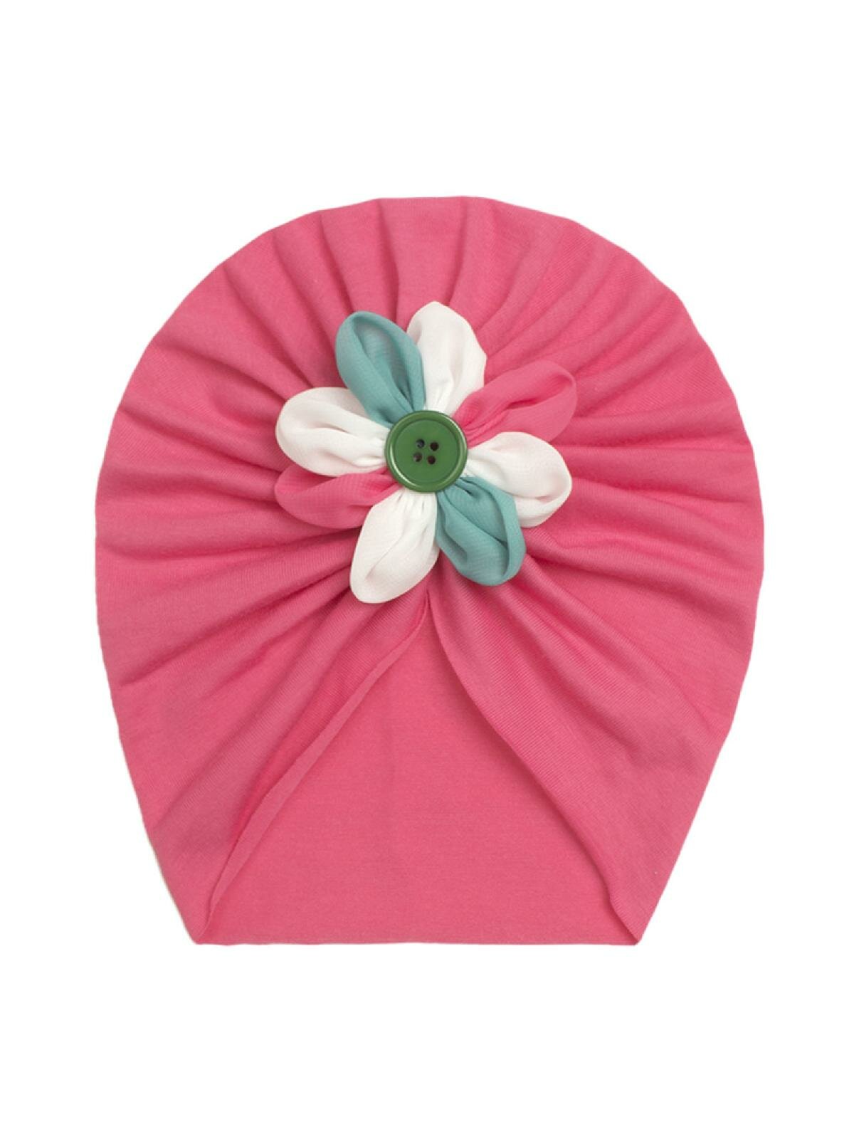 Модные хлопковые шапочки с цветочными деталями, однотонные шапочки-тюрбаны для маленьких девочек