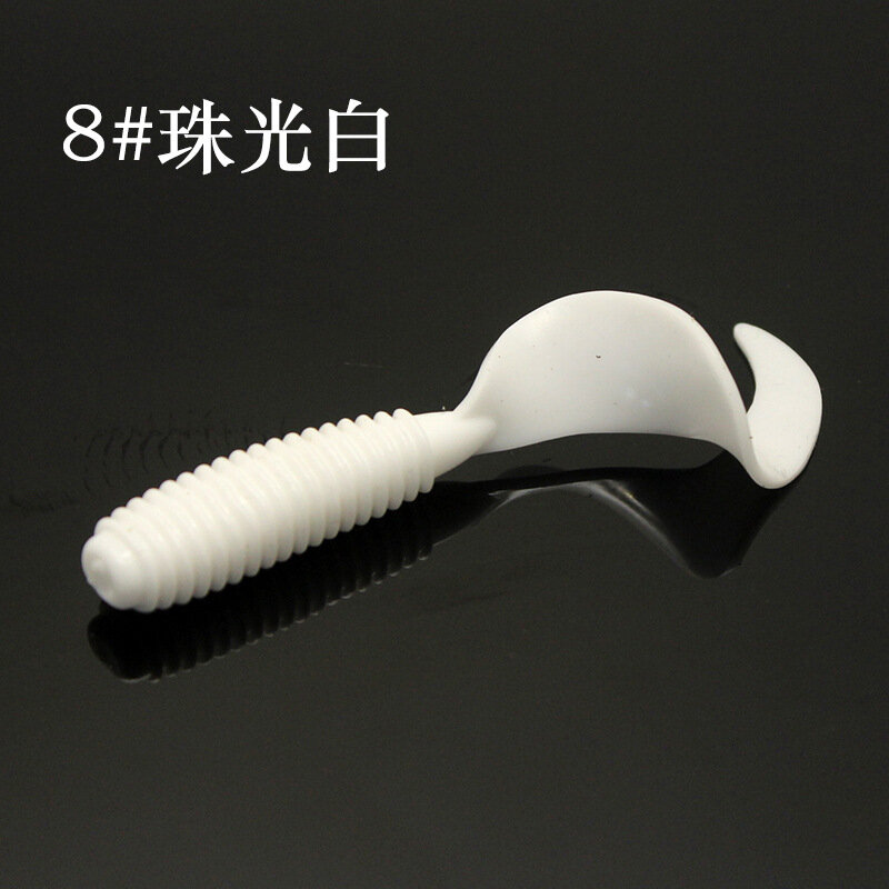 Рыболовная мягкая силиконовая приманка Твистер/Grub/Curly Tail Grub, имитация личинки с закрученным хвостом 7 см/3 г, 10 шт, белая