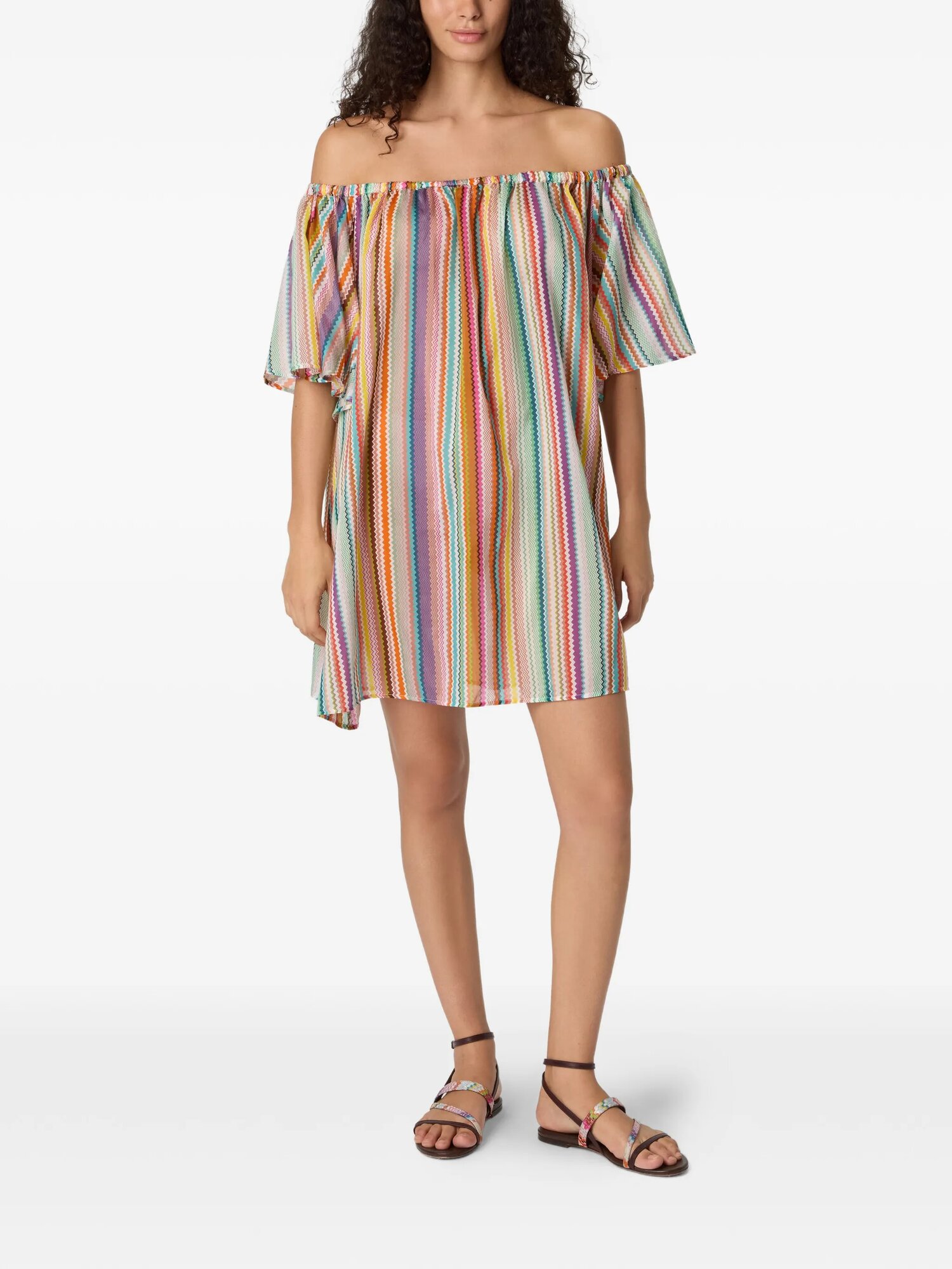 Накидка Missoni Off-shoulder zigzag-pattern cover-up, размер M, разноцветный — фото 1